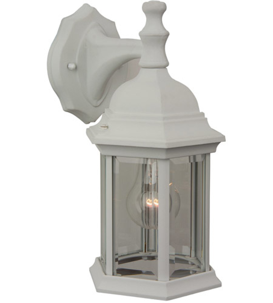 Hex Style Cast 1 Light Medium Outdoor Wall Lantern in Textured White ...